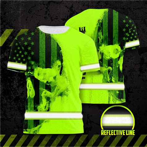 Hi Vis Shirt Reflective Green Black Skull Custom Name Safety Workwear