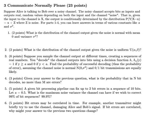 Solved 3 Communicate Normally Please 23 Points Suppose Chegg