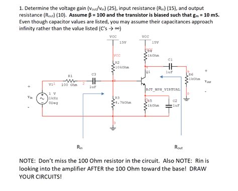 Solved 1 Determine The Voltage Gain Vout Vin 25 Input Chegg