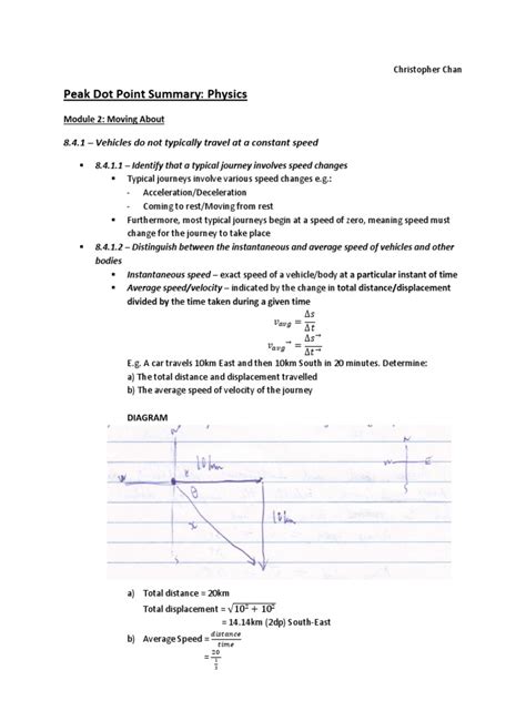 Peak Dot Point Summary Physics 8 4 Moving About Pdf Velocity Force
