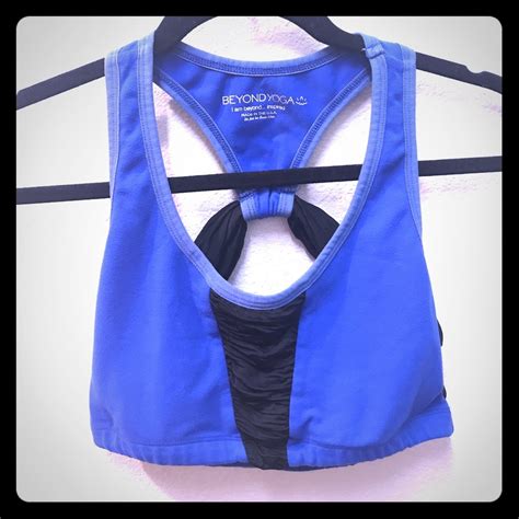 Beyond Yoga Blue And Black Open Back Bra Gem