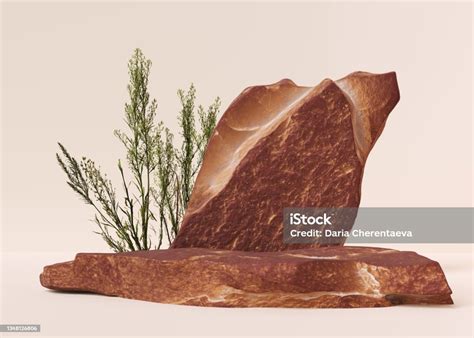 추상적인 갈색 돌 제품 프리젠 테이션 배경 개체 배치 화장품 연단 템플릿 3d 렌더링 강단에 대한 스톡 사진 및 기타 이미지