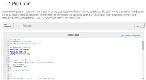 Solved Pig Latin Complete The Program Below That Chegg