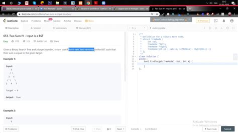 Leetcode 653 Two Sum Iv Input Is A Bst Youtube