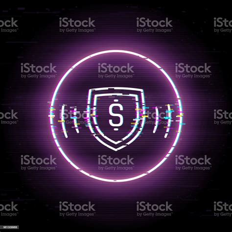 Glitched 금융 보호입니다 안전 하 게 돈입니다 확장 가능한 벡터 현대 왜곡된 결함 스타일에서 아이콘입니다 결함 요소 벡터 일러스트 레이 션 교환에 대한 스톡 벡터