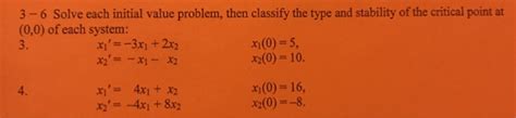 Solved 3 6 Solve Each Initial Value Problem Then Classify