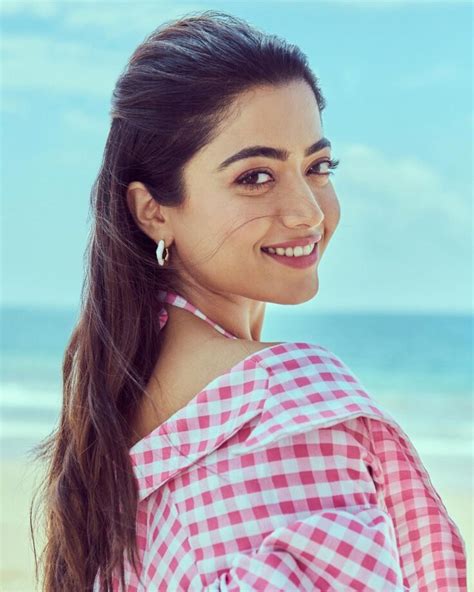 Rashmika Mandanna Glows In Pink Checkered Cutout Beach Dress