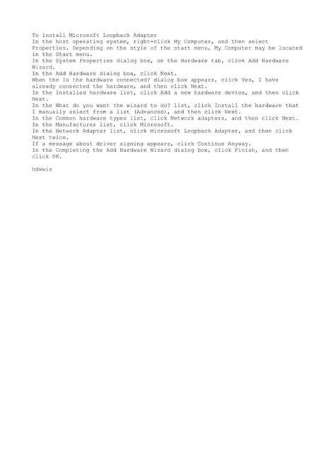 Add Hardware Wizard Loopback Pdf