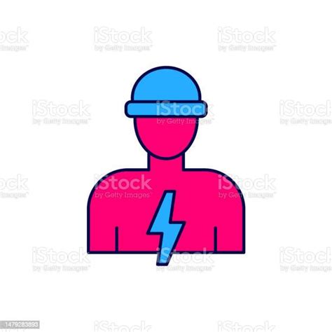 흰색 배경에 격리 된 윤곽 전기 기술자 엔지니어 아이콘 벡터 가공의 인물에 대한 스톡 벡터 아트 및 기타 이미지 가공의 인물 가득 찬 건설 산업 Istock