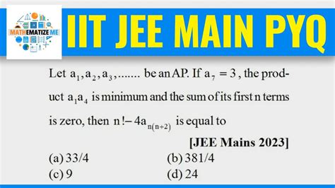 Arithmetic Progression AP JEE Mains Previous Years Questions Nitin Agrawal YouTube