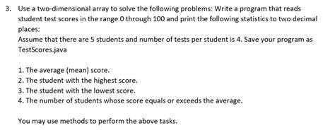 Solved Use A Two Dimensional Array To Solve The Following Chegg