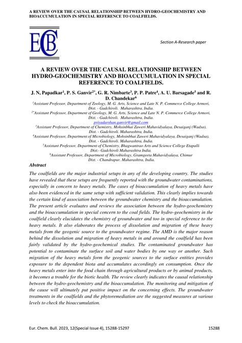 Pdf A Review Over The Causal Relationship Between Hydro Geochemistry