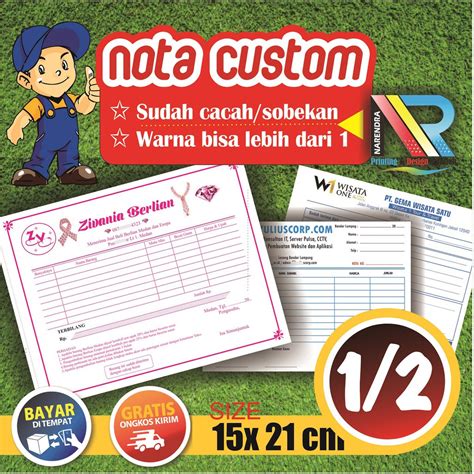 Cetak Bon Nota Custom 1 2 Folio Warna 1 2 3 Ply Cetak Nota Kwitansi