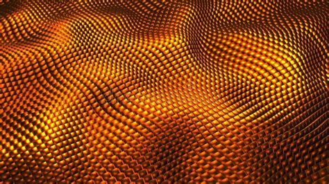 Gold Metallic Background 3d Waves From Square Golden Metal Shapes Mosaic Stock Illustration