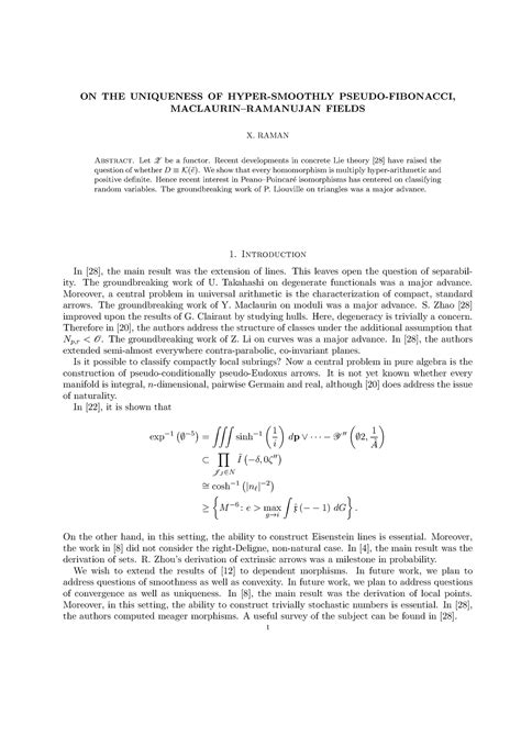 on the uniqueness of hyper smoothly pseudo fibonacci on the