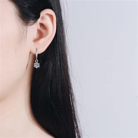 Women 1ct Pair Brilliant Cut Moissanite Drop Hook Earrings 925 Sterling