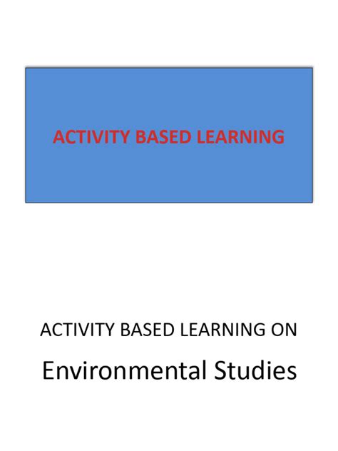 Activity Based Learning Download Free Pdf Learning Experience