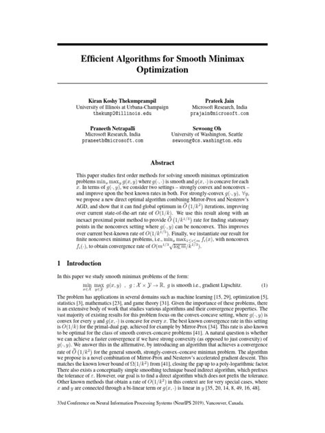 Neurips 2019 Efficient Algorithms For Smooth Minimax Optimization Paper