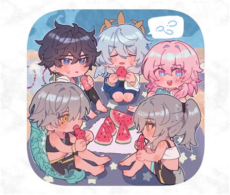 Trailblazer Stelle March 7th Caelus Dan Heng And 1 More Honkai And 1 More Drawn By