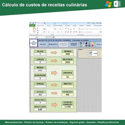 Planilha Excel Para Calcular Custo De Receitas Culinárias R em Mercado Livre