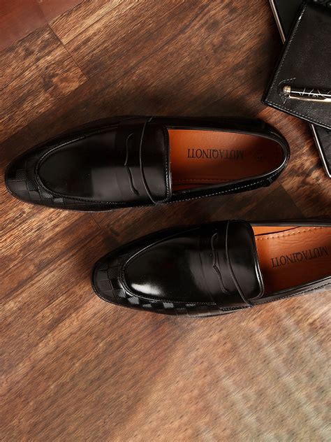 Buy Mutaqinoti Men Black Solid Formal Slip On Loafers Formal Shoes