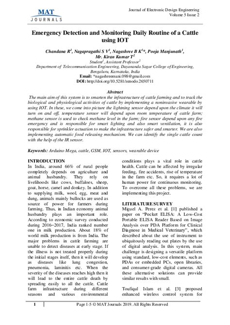 Pdf Emergency Detection And Monitoring Daily Routine Of Cattle Using Iot