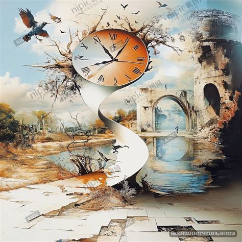 Ai创作图创意合成海报 生活方式创意合成海报 合成海报设计 海报合成设计 3d立体画现代简约 创意合成图片 3d奇幻艺术 时间的侵蚀 海报合成素材 时间油画 超现实合成 时间的本质 超现实主义