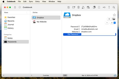 Codebook Help Saving Old Passwords
