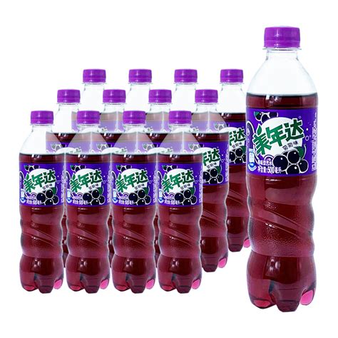百事可乐出品美年达苹果橙味葡萄味整箱500ml 12瓶果味汽水饮料 虎窝淘