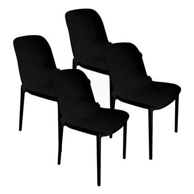 SET DE 4 SILLAS DE COMEDOR SILLAS MODERNAS DE PLASTICO COLOR NEGRO