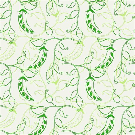 Vegetable Pea Pattern Pods With Seeds Stylized Doodles Pea Green Vegetable Tones Healthy