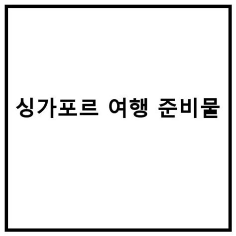 싱가포르 여행 준비물