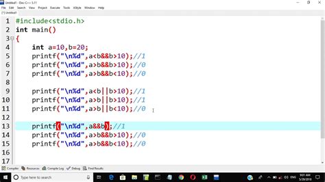 Logical Operators Practical C Language Youtube