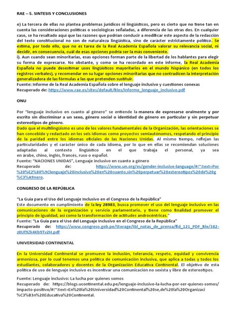Segun La Rae Y Onu Lenguaje Inclusivo Pdf Lingüística