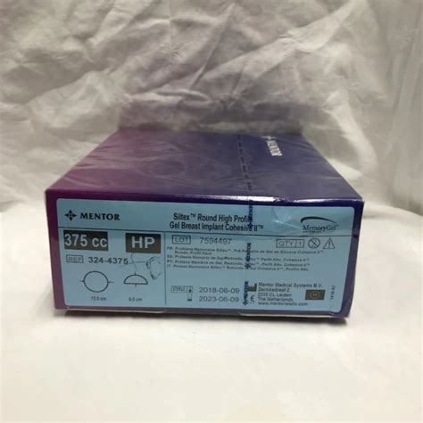 Mentor 354 2501 Siltex Round Moderate Plus Profile Gel Breast Implant
