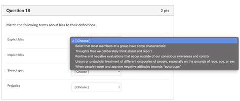 Solved Match The Following Terms About Bias To Their