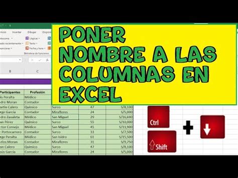 Cómo cambiar el nombre de las columnas en Excel Recursos Excel