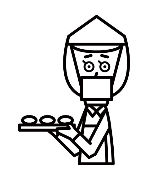 식품 슈퍼마켓 점원 여성의 일러스트 무료 일러스트 소재집 Kukukeke