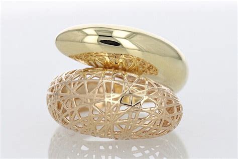 Solid Gold Domed Lattice Ring Personalizable Criss Cross Pattern Ring