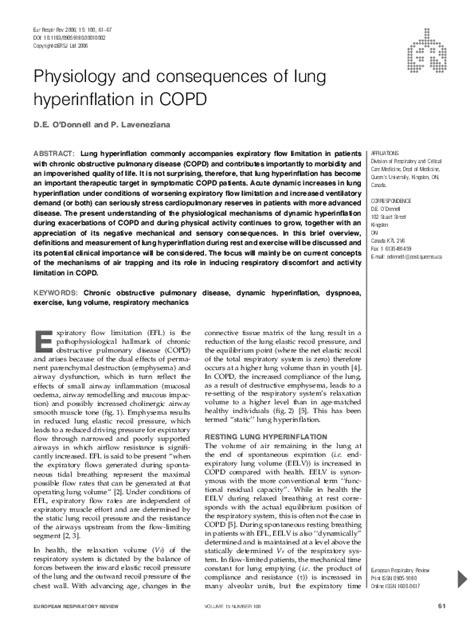 Pdf Physiology And Consequences Of Lung Hyperinflation In Copd