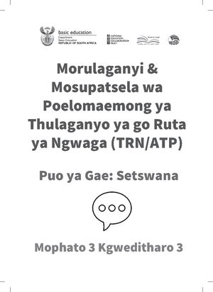 Setswana Hl Grade 3 Term 1 Task 2024 Setswana Puo Ya Gae Tlhatlhobo E