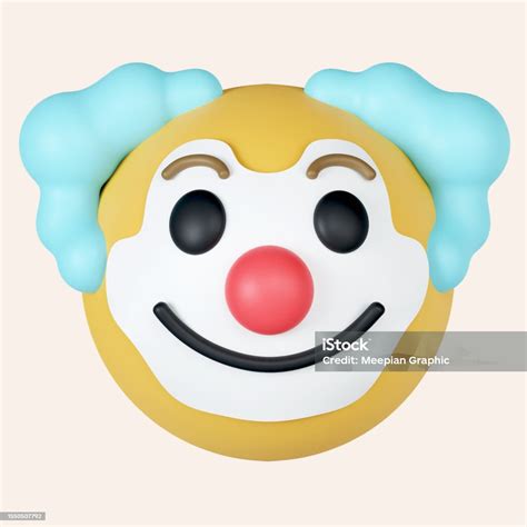 3d 서커스 광대 이모티콘 빨간 코 재미있는 얼굴로 이모티콘 아이콘은 회색 배경에 분리되어 있습니다 3d 렌더링 그림입니다