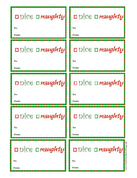 Nice Or Naughty Gift Tag Template Download Printable PDF Templateroller