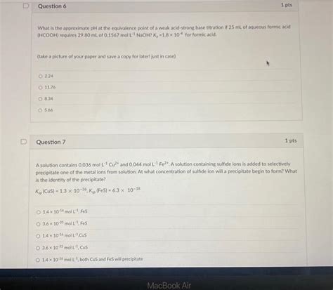 Solved What is the approximate pH at the equivalence point | Chegg.com