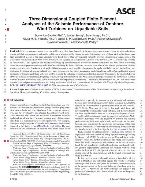 Pdf Three Dimensional Coupled Finite Element Analyses Of The Seismic Performance Of Onshore