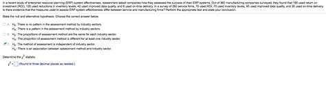 Solved In A Recent Study Of Enterprise Resource Planning Chegg Com