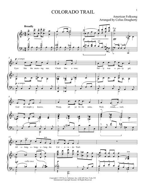 The Colorado Trail By Celius Dougherty Sheet Music For Piano And Vocal At
