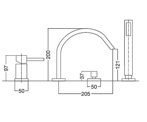 Bugnatese Pbox 9455cr Peremre Szerelhető 4 üléses Kádcsaptelep Cr