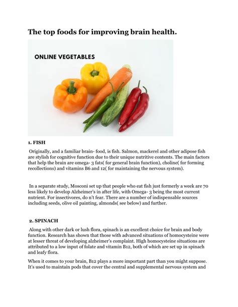 Ppt The Top Foods For Improving Brain Health Powerpoint Presentation