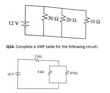 Solved 530 Ω320 Ω 12V 10 Ω Q14 Complete a VIRP table for Chegg com